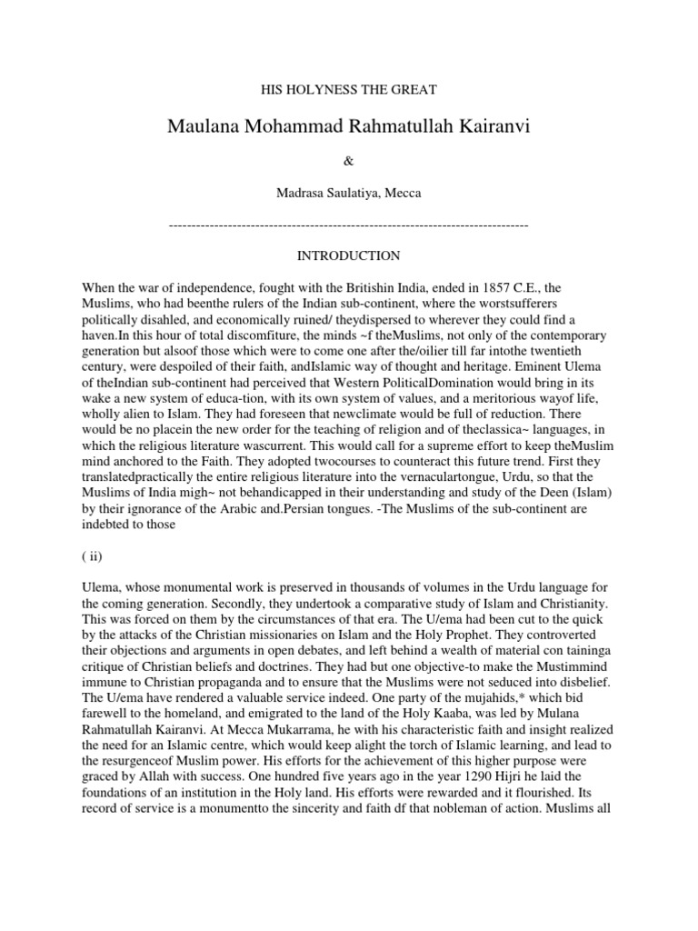 Maulana Mohammad Rahmatullah Kairanvi | PDF | Prophets And Messengers In Islam | Christian Mission