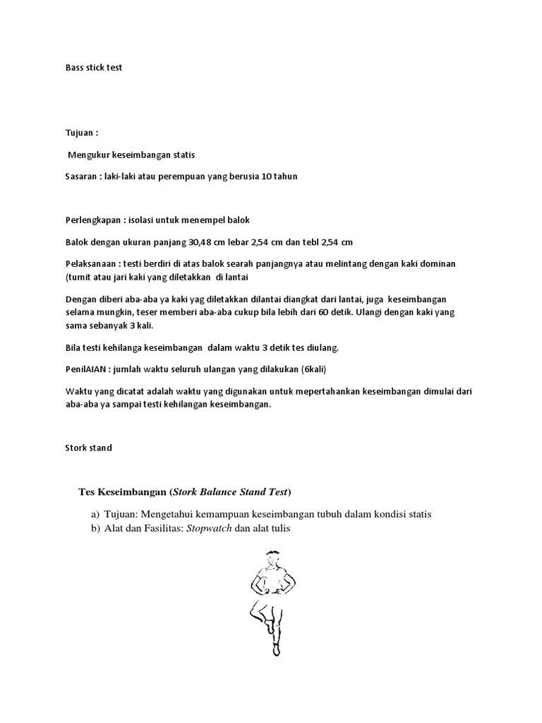 Tes Keseimbangan (Stork Balance Stand Test) | PDF
