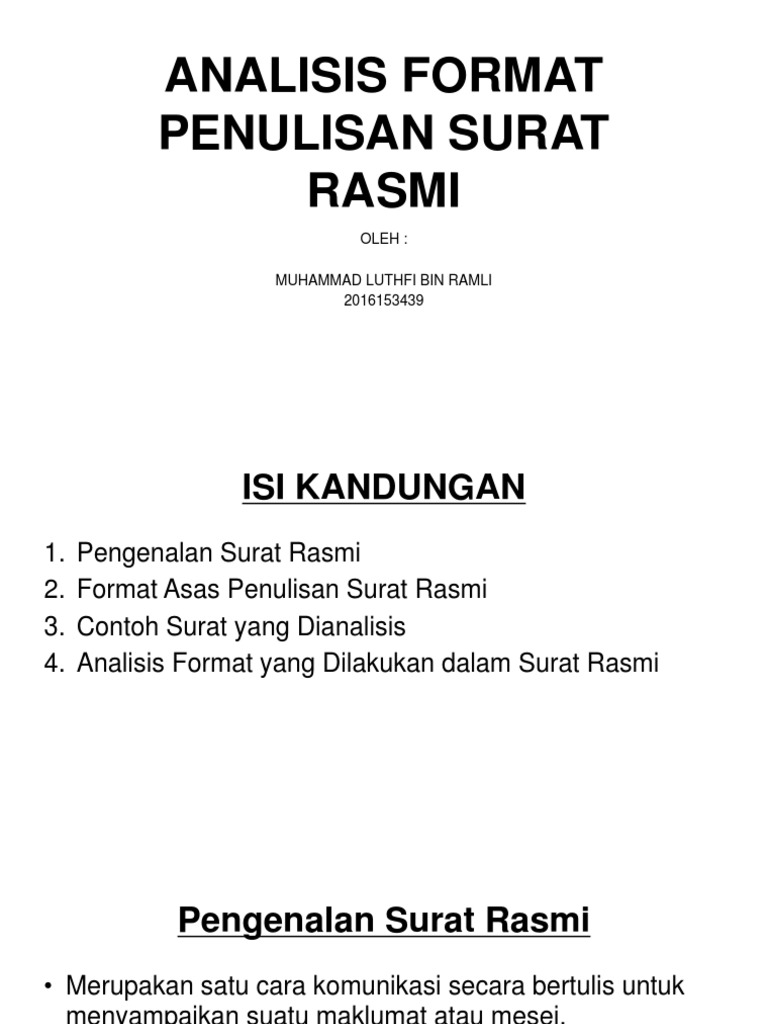 Analisis Format Surat Rasmi Jabatan Kerajaan | PDF