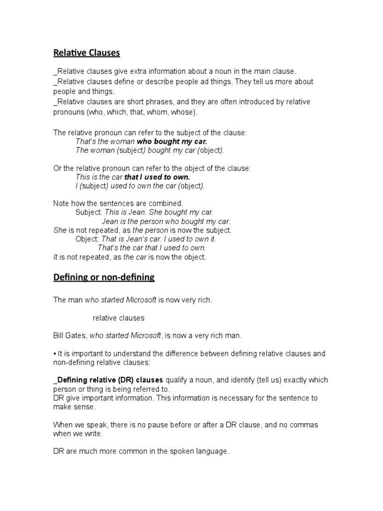 Relative Clauses | Download Free PDF | Subject (Grammar) | Clause