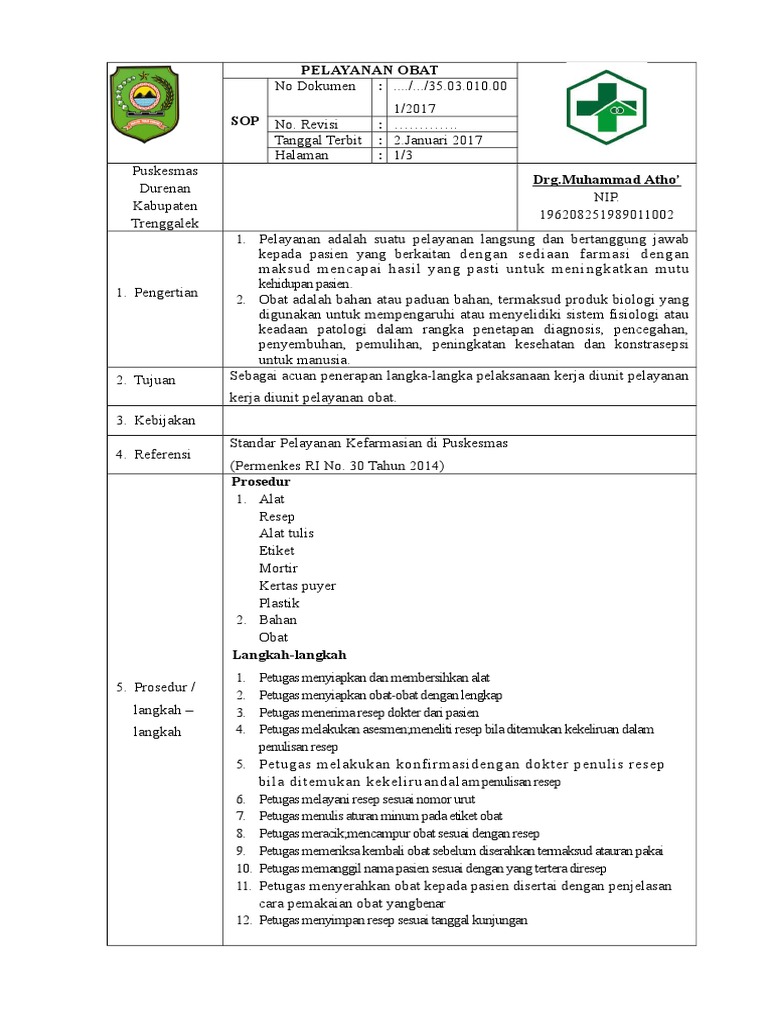 SOP Pelayanan Obat | PDF