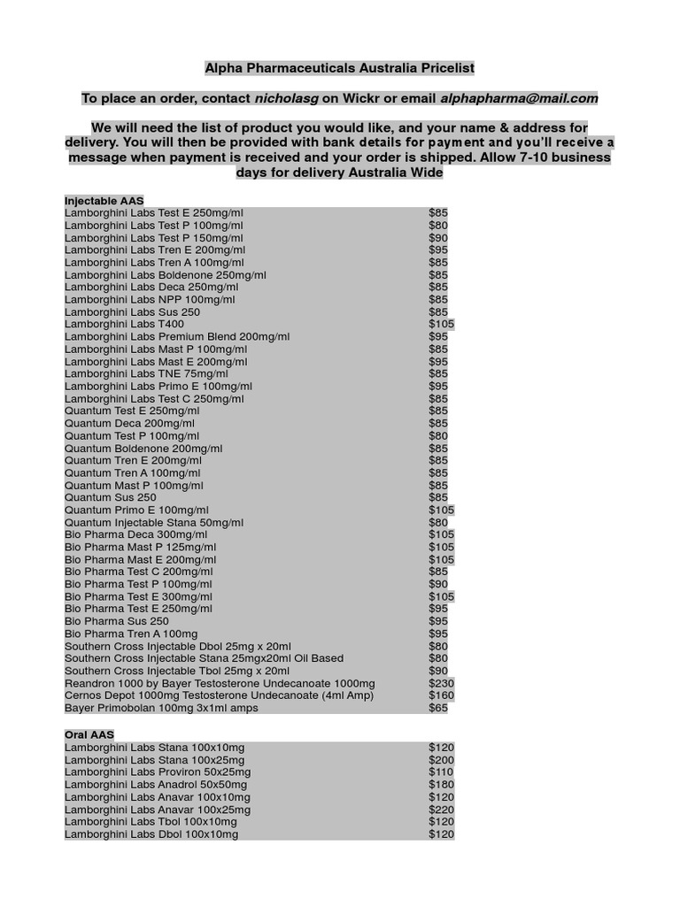 Alpha Pharmaceuticals Australia Pricelist V3 | PDF | Psychoactive Drugs ...