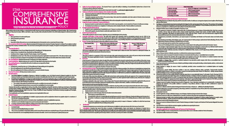 Star Comprehensive Insurance Overview | PDF | Insurance Policy | Insurance