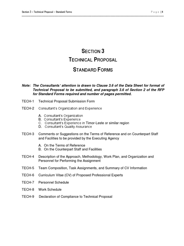 Technical Proposal Standard Forms | PDF | Request For Proposal | Consultant