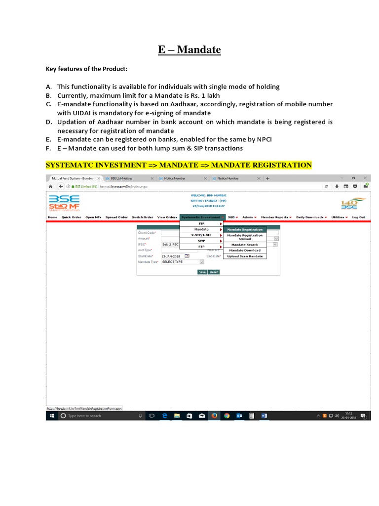 Bse E-Mandate Process | PDF | Authentication | Banking