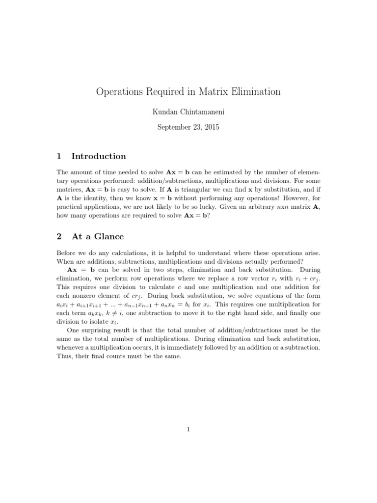 Matrix Elimination Operations | PDF | Matrix (Mathematics) | Matrix Theory