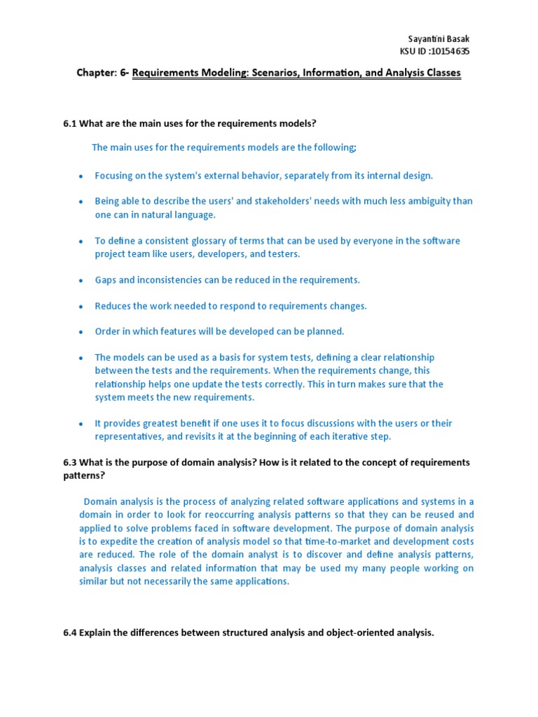 Chapter: 6-Requirements Modeling: Scenarios, Information, and Analysis Classes | PDF | Unified ...