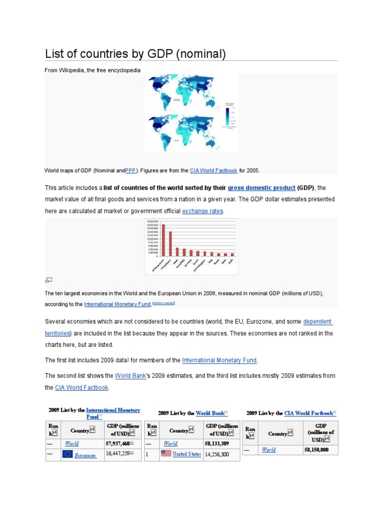 List of Countries by GDP (Nominal) : From Wikipedia, The Free ...