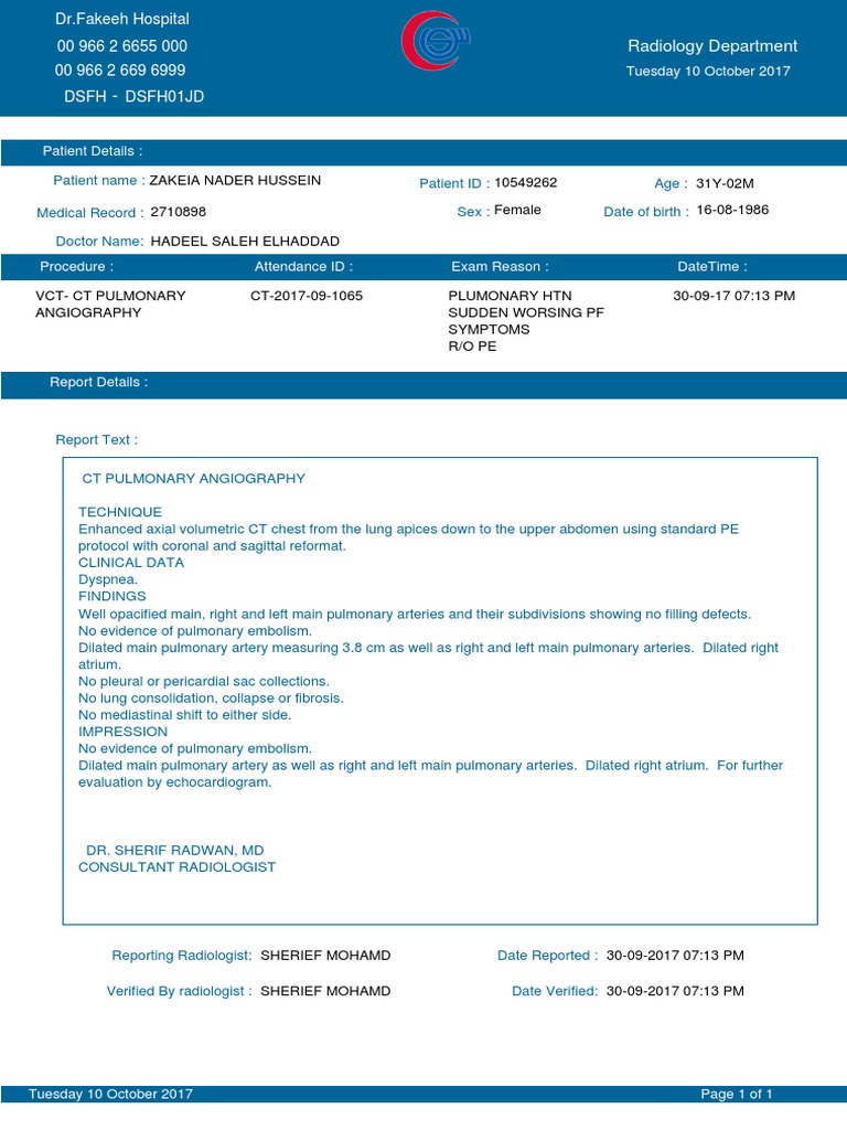 VCT - CT Pulmonary | PDF