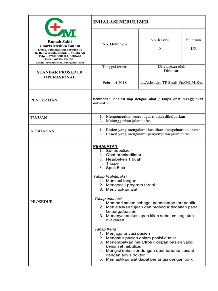 Sop Inhalasi Nebulizer | PDF