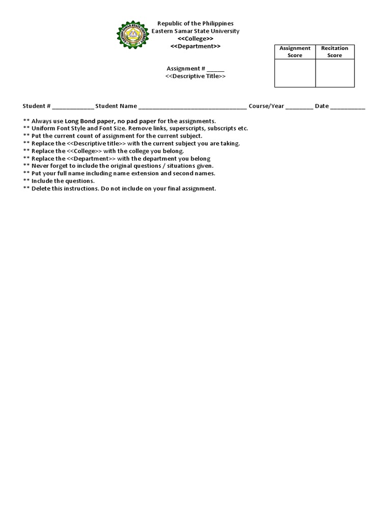 Assignment Format For Individual | PDF