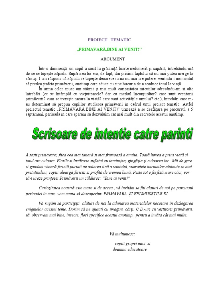 4 Proiect Tematic Primavara | PDF