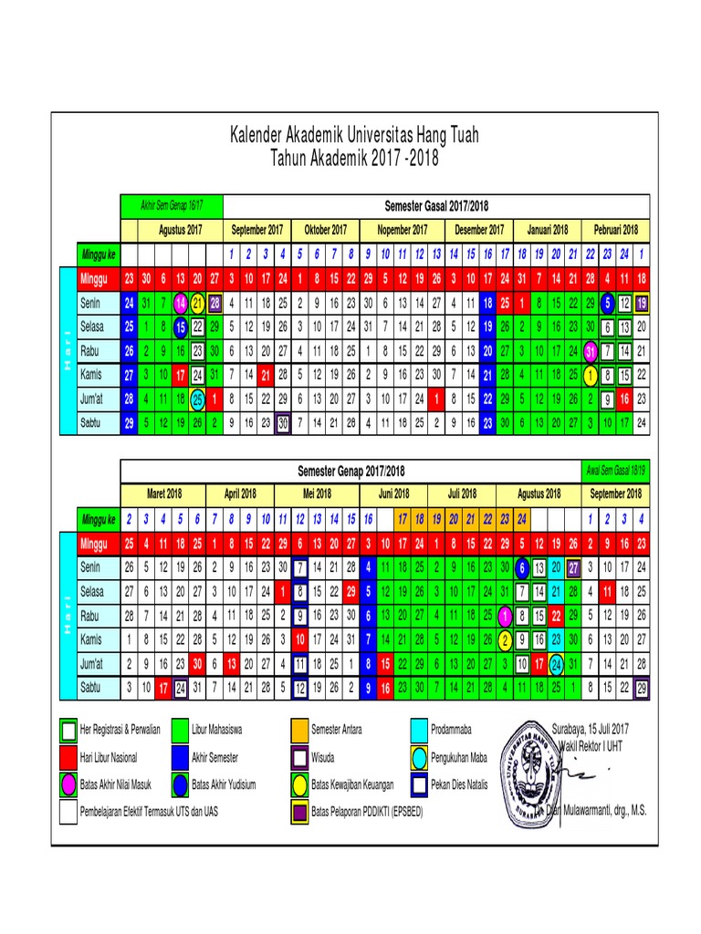 Kalender Akademik UHT TA. 2017 2018 - Uplod | PDF