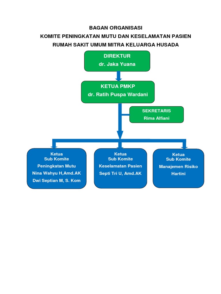 Bagan Organisasi Komite Peningkatan Mutu Dan Keselamatan Pasien Rumah ...