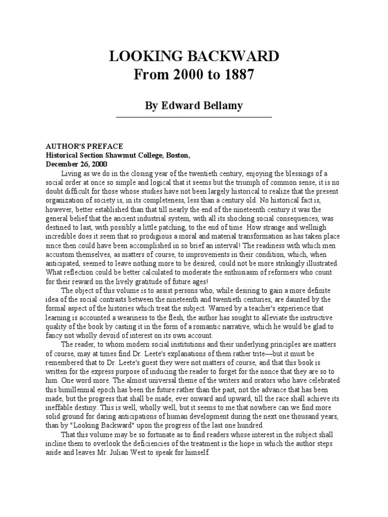 Looking Backward From 2000 To 1887: by Edward Bellamy | PDF | Sleep ...