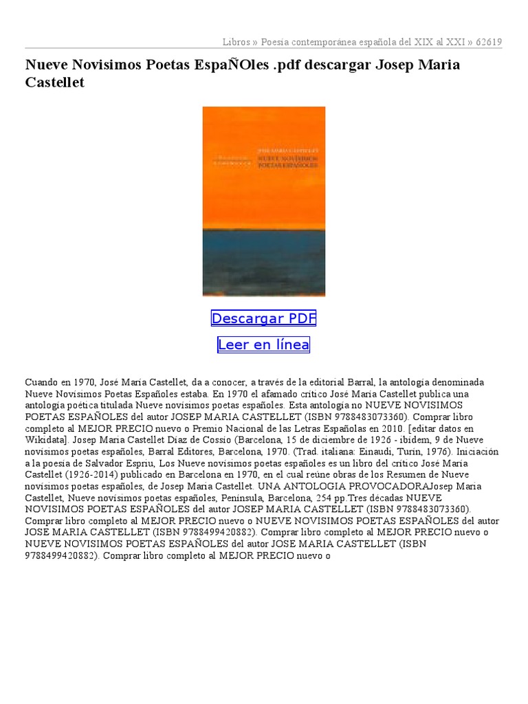 Nueve Novísimos Poetas Españoles | PDF | Literatura europea | España