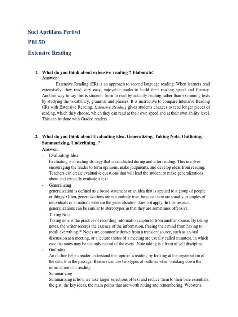 An Analysis of the Key Aspects of Extensive Reading and Teaching ...