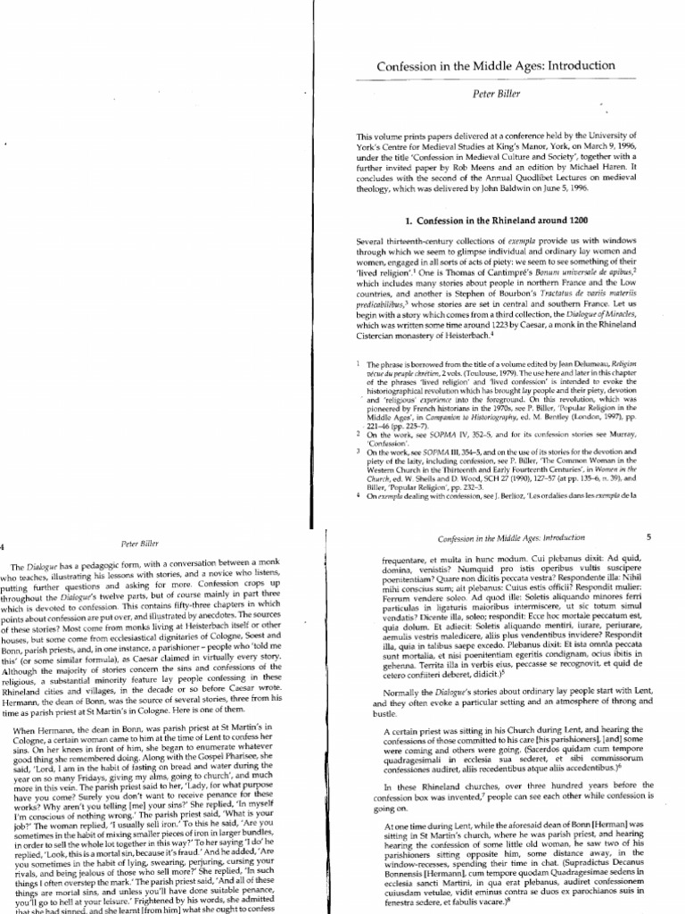 Biller Confession in The Middle Ages | PDF