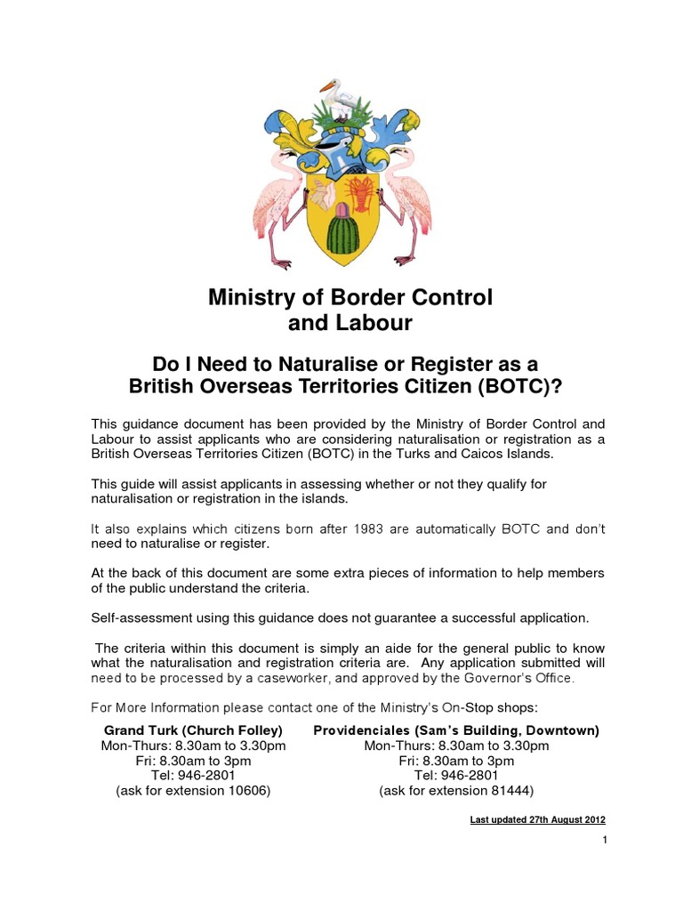 BOTC Naturalisation and Registration Guide | PDF | Naturalization ...