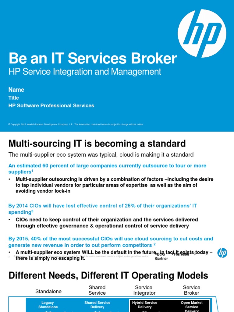 Be An IT Services Broker: HP Service Integration and Management | PDF ...