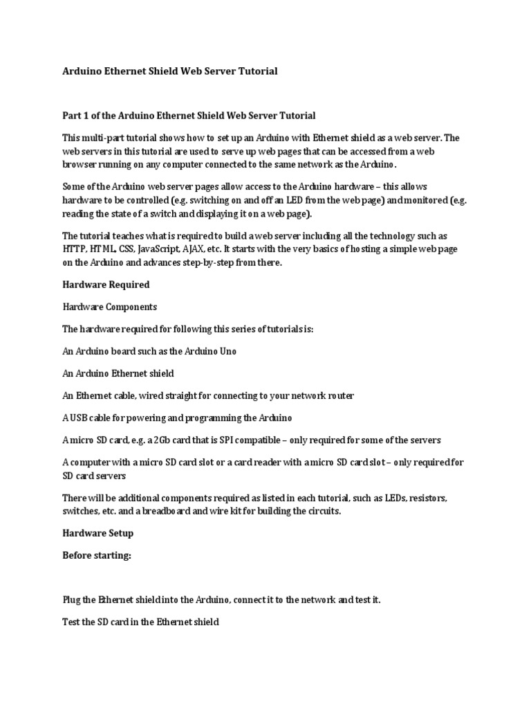 Arduino Ethernet Shield Web Server Tutorial | PDF | Html Element | Html