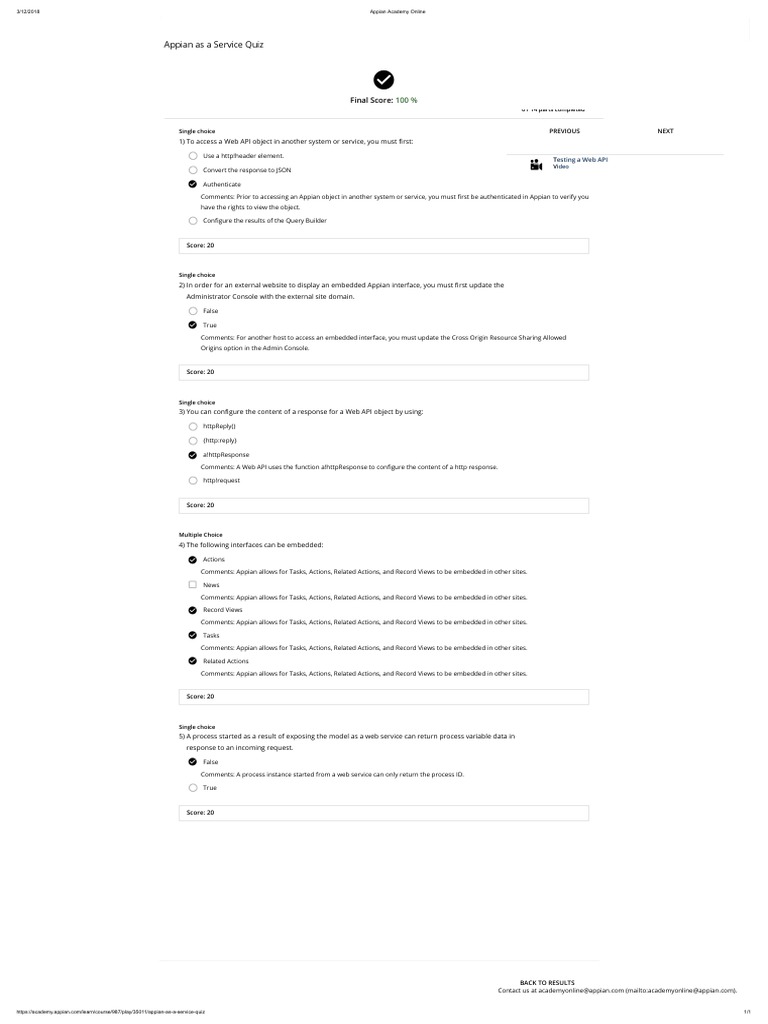 Appian As A Service Quiz | PDF | Application Programming Interface | Hypertext Transfer Protocol