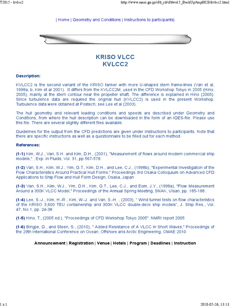 Kriso VLCC Kvlcc2: Home Geometry and Conditions Instructions To Participants | PDF ...