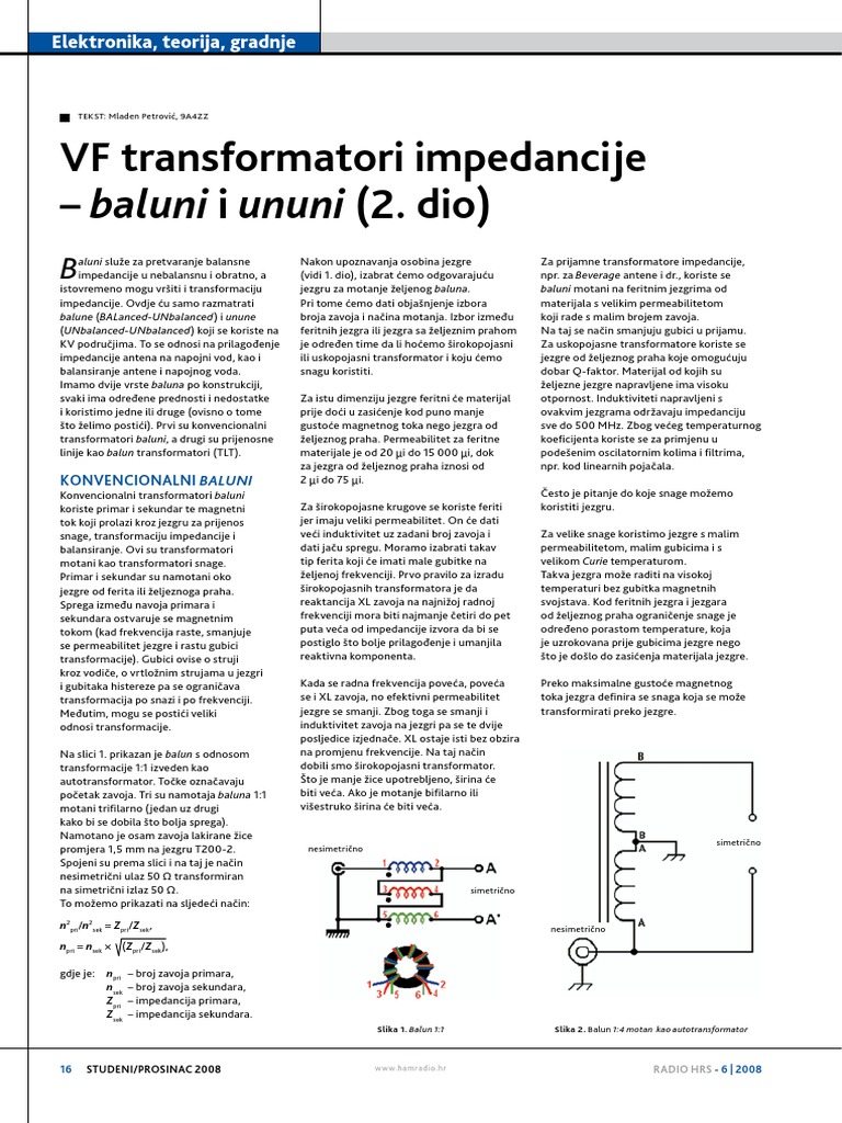 9A4ZZ VF Transformatori Impedancije 2 Dio | PDF