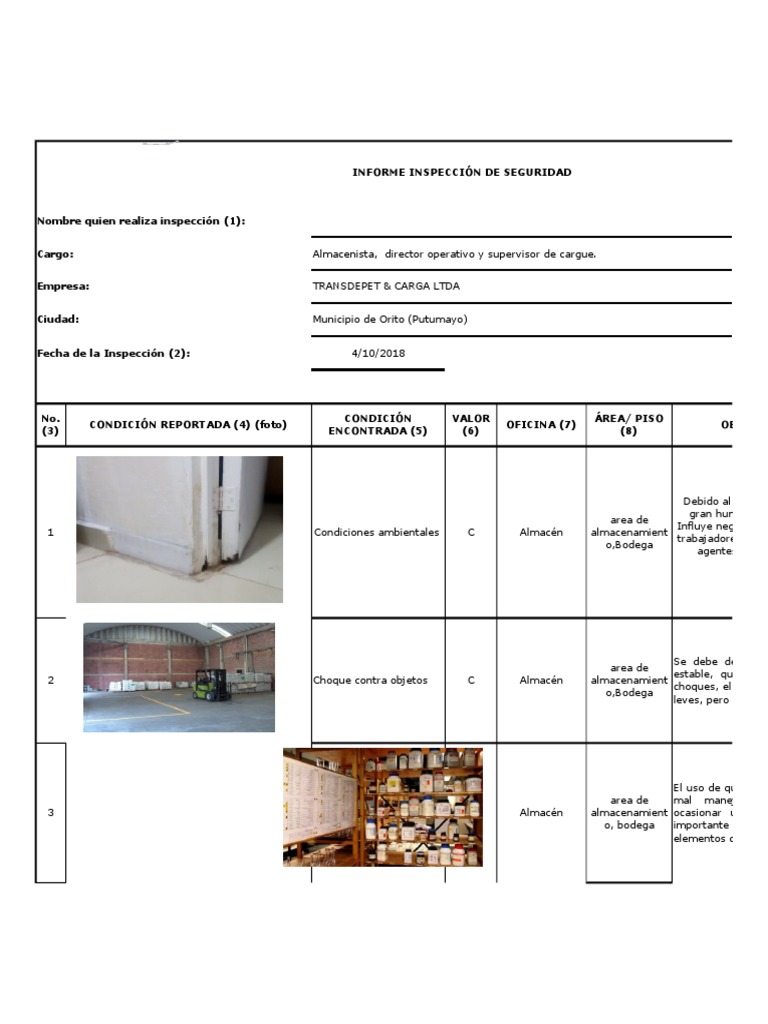 Formato de Inspección | PDF | Almacén | Caldera