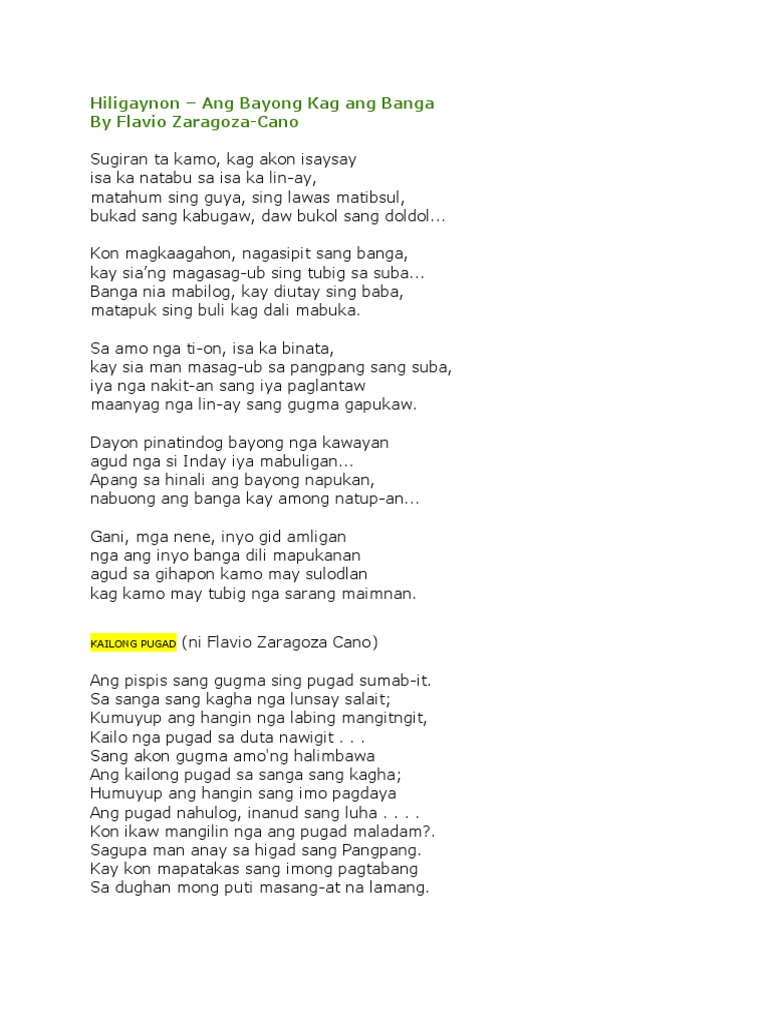 Hiligaynon, Cebuano, Iloko Poems | PDF