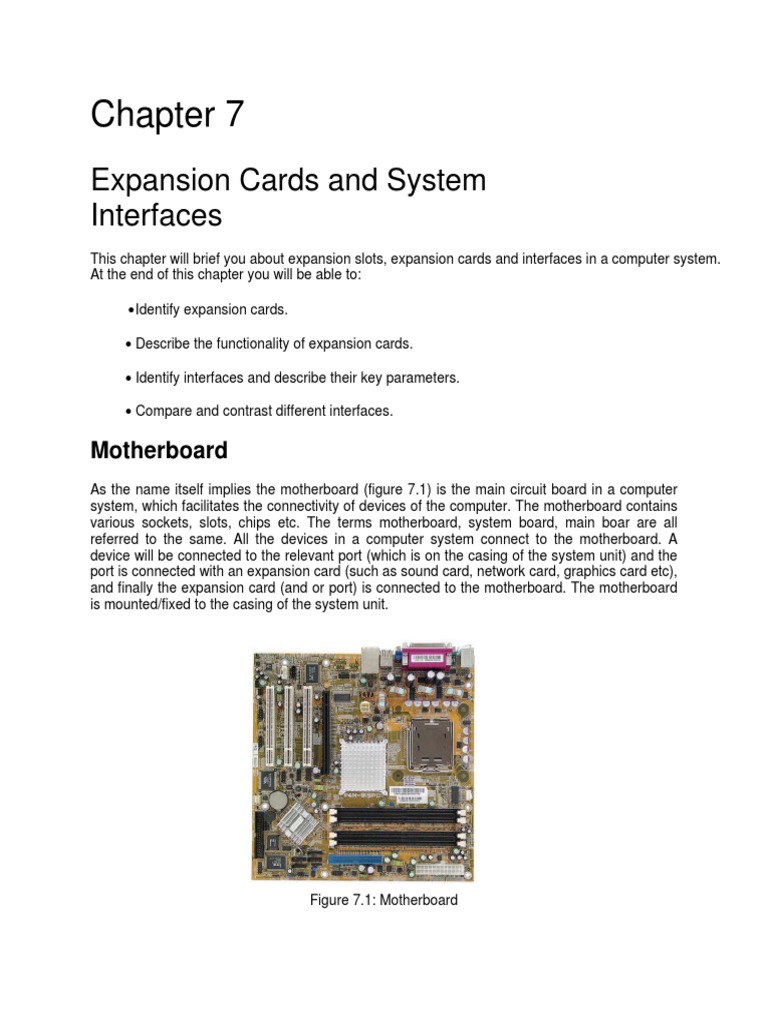 Expansion Cards and System Interfaces: Motherboard | PDF | Usb | Network Interface Controller