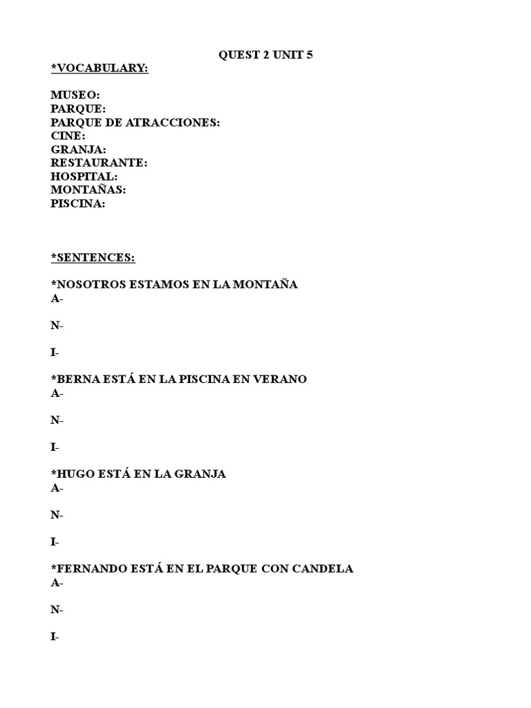 Quest 2 Unit 5 Vocabulary and Sentences | PDF | Art