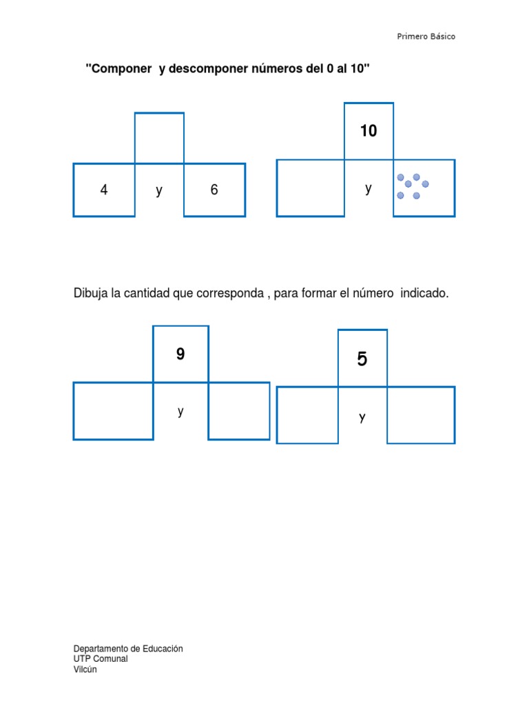 Componer y Descomponer Números Del 0 Al 10 | PDF