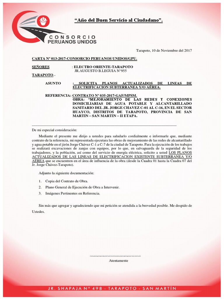 CARTA N°013 SOLICTUD A ELECTRO ORIENTE