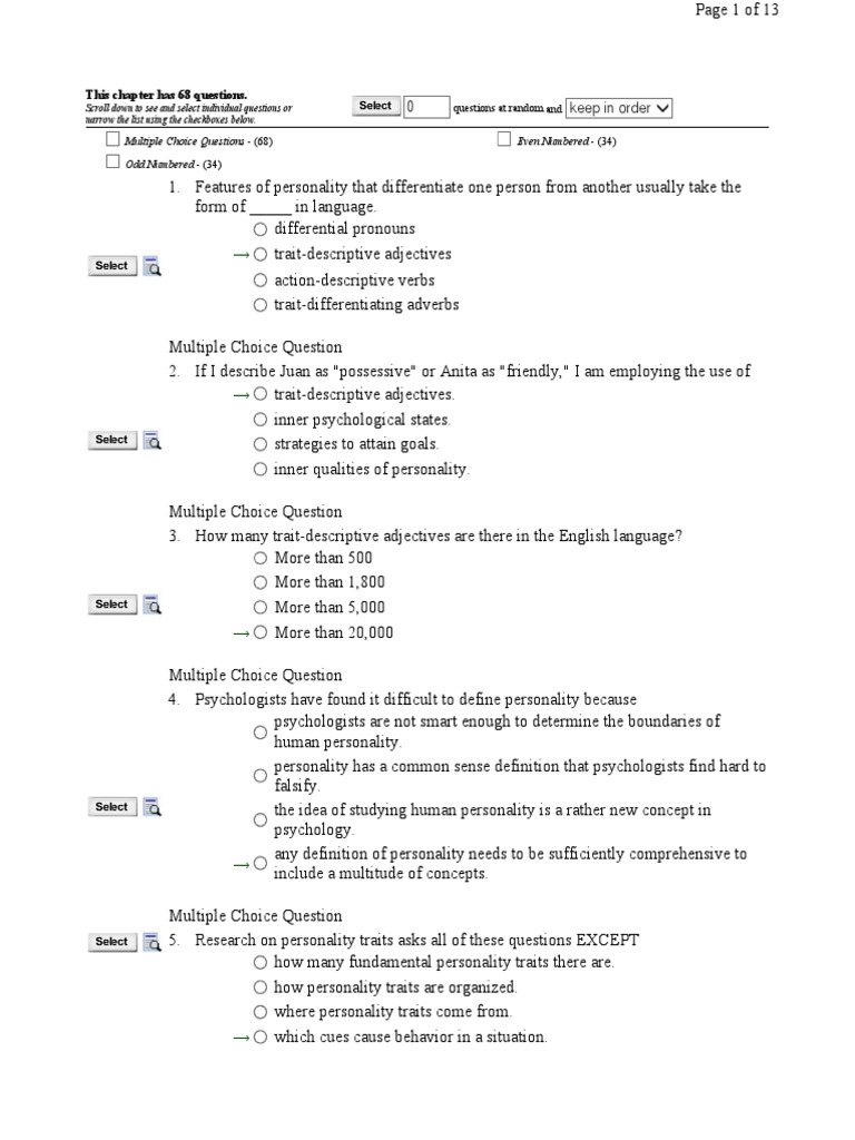 Test Bank For Personality Psychology 5th Edition by Larsen PDF | PDF ...
