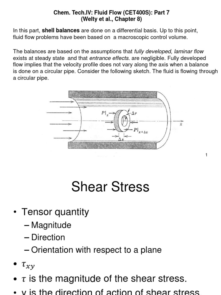 Shell Momentum Balances in Fluid Flow | PDF | Stress (Mechanics ...