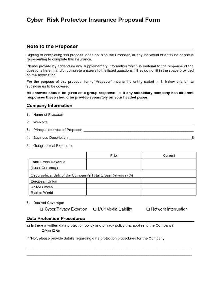 Cyber Proposal Form | PDF | Computer Security | Security