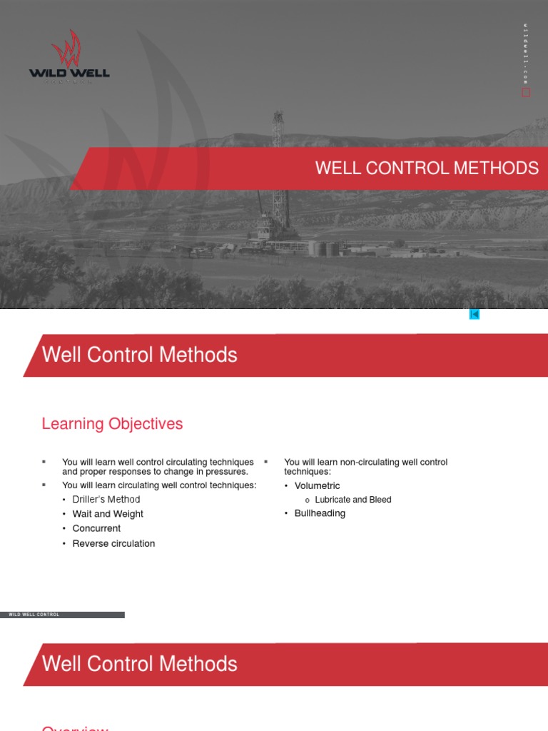 Well Control Methods | PDF | Oil Well | Gases