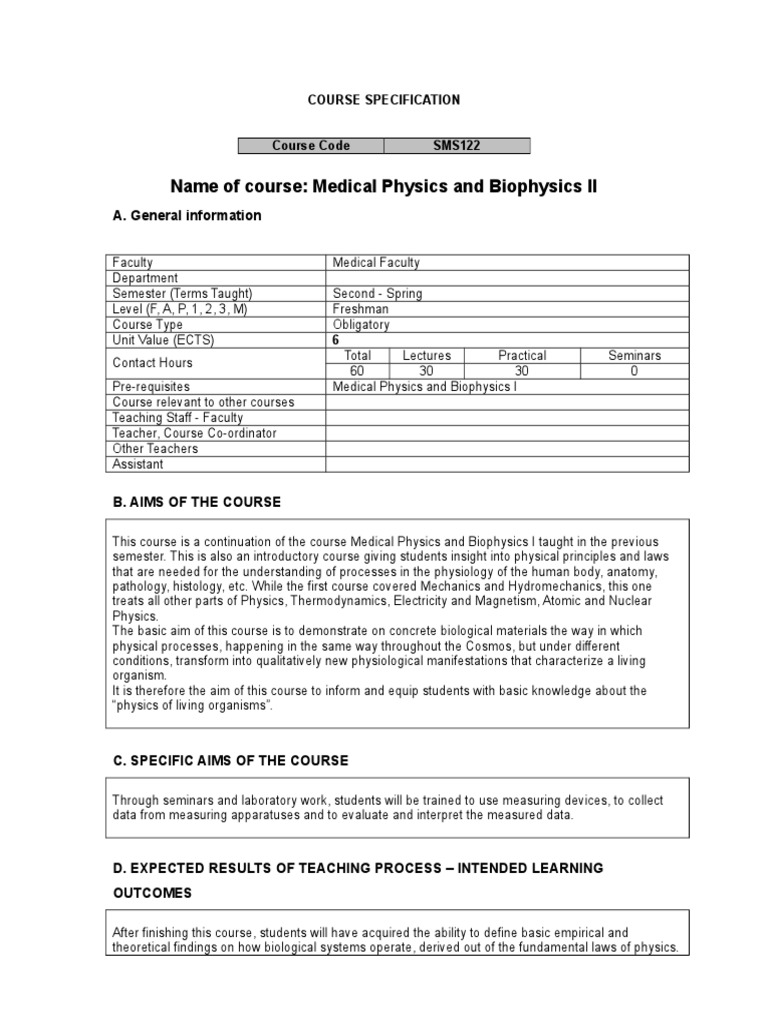 Medical Physics and Biophysics II Course | PDF | Radioactive Decay ...