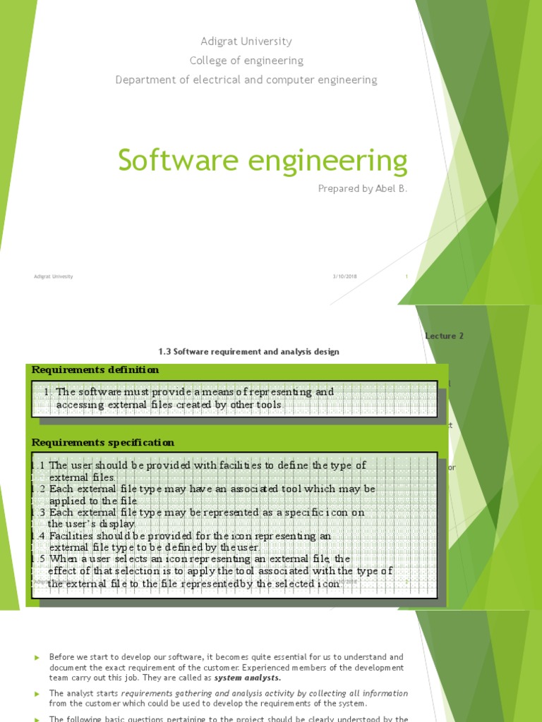 Software Engineering: Adigrat University College of Engineering ...