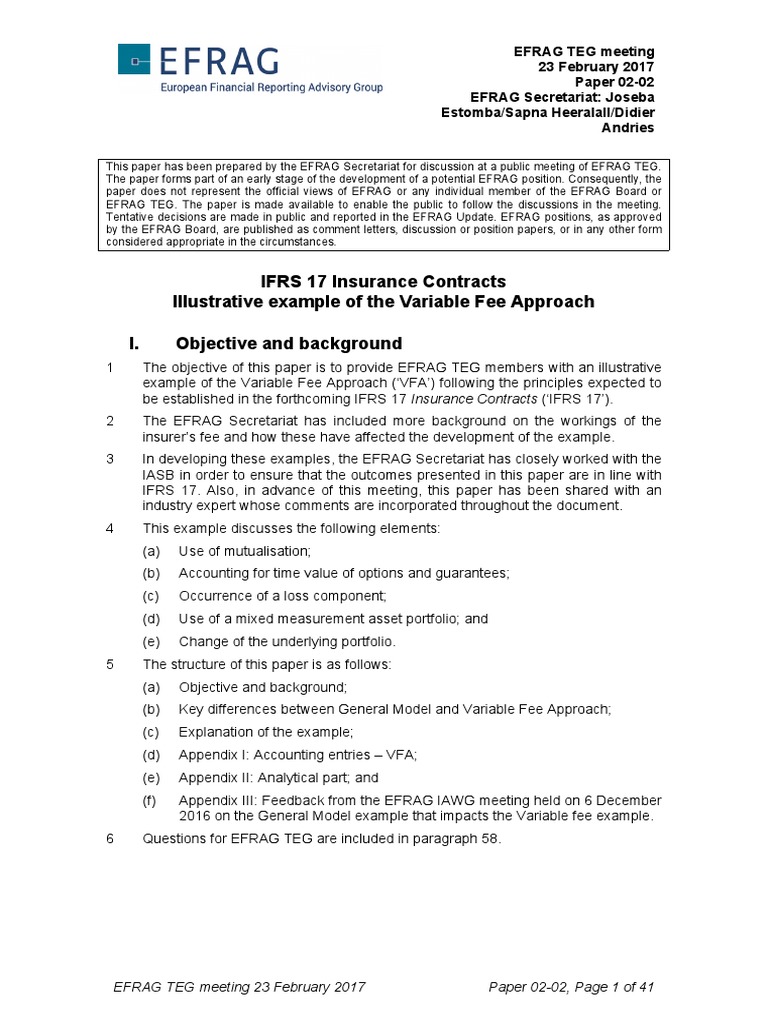 IFRS 17 Variable Fee Approach Example | PDF | Discounting | Insurance