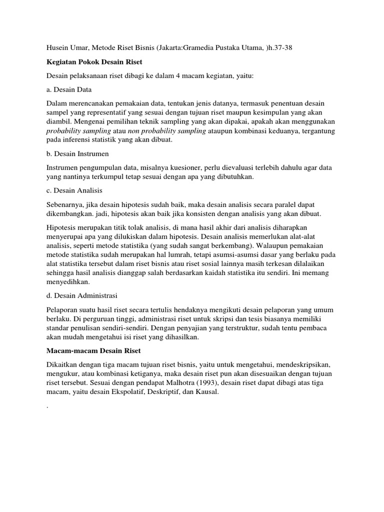Husein Umar Metode Riset Bisnis | PDF