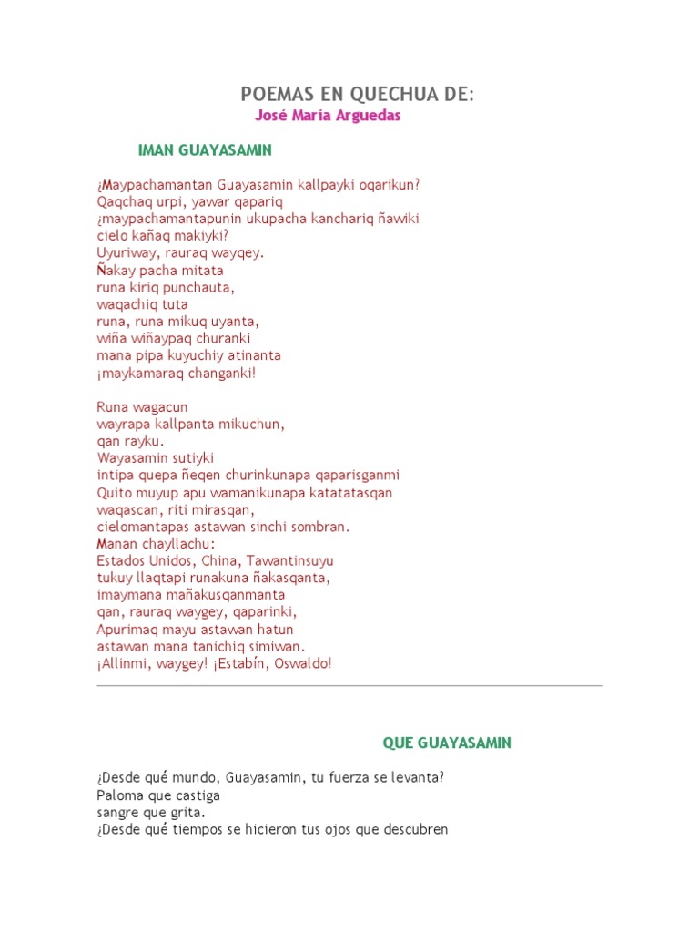 Poesía en Quechua para Niños | PDF | Naturaleza