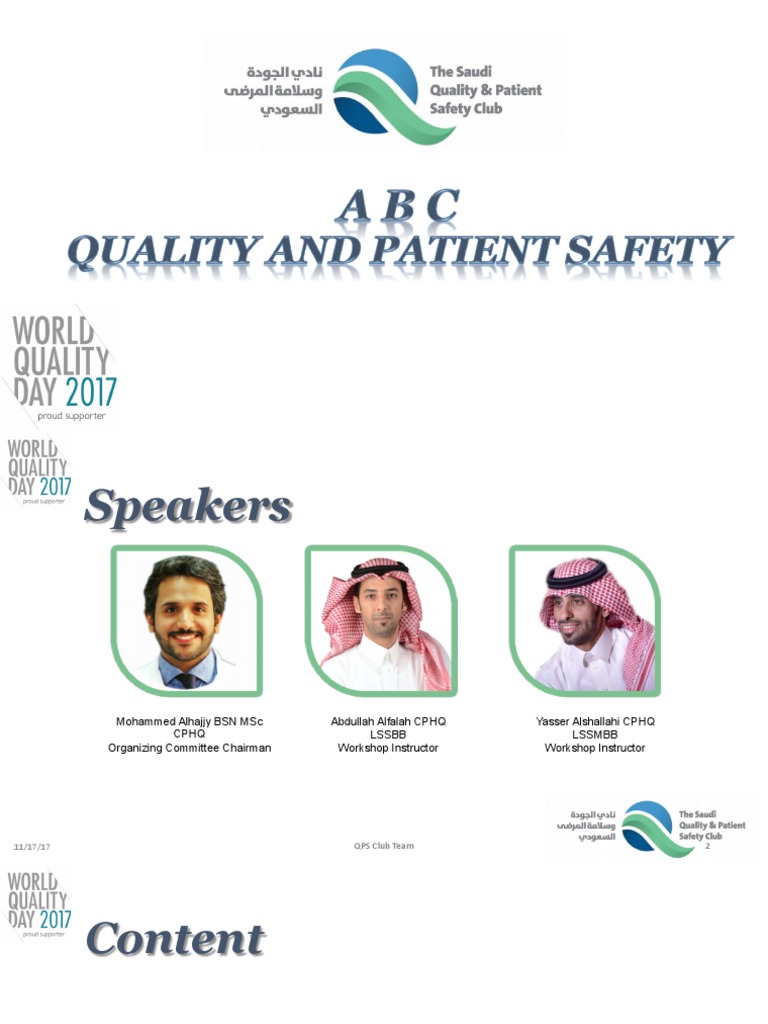 ABC Quality and Patient Saftey Workshop Final | PDF | Patient Safety ...