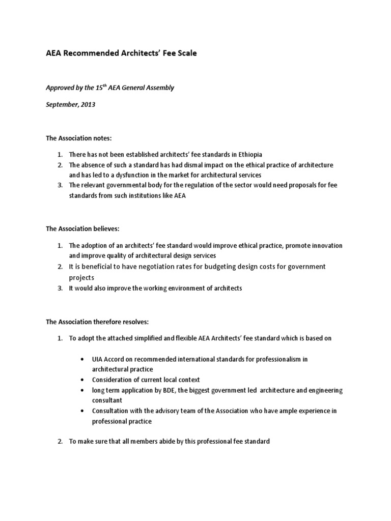 AEA Architecrts Fee Scale | PDF | Architect | Fee