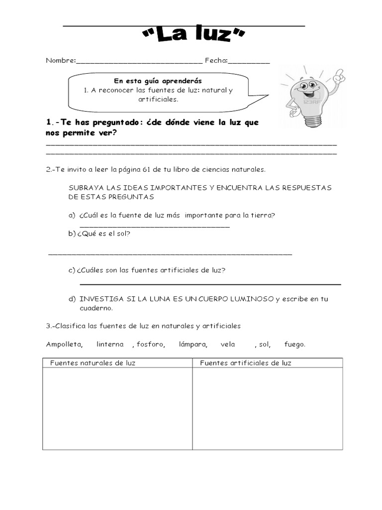 guía la luz 3° | PDF | Ligero | Óptica
