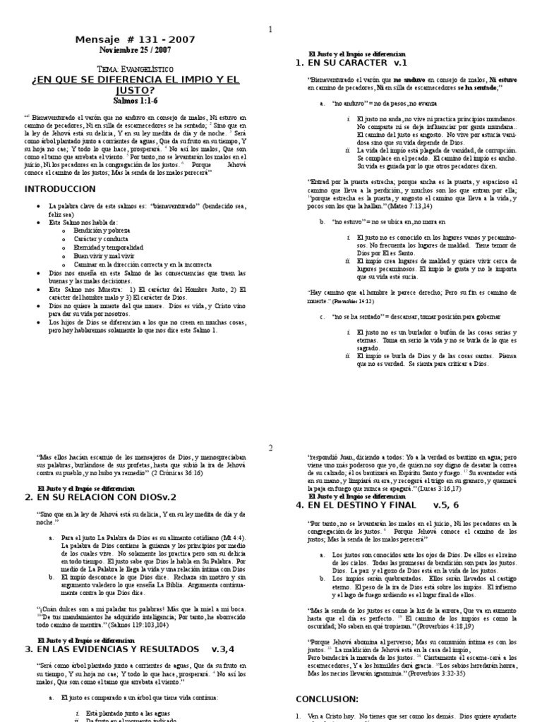 131 - 11-25-07 en Que Se Diferencia El Impio y El Justo | PDF | Dios en ...
