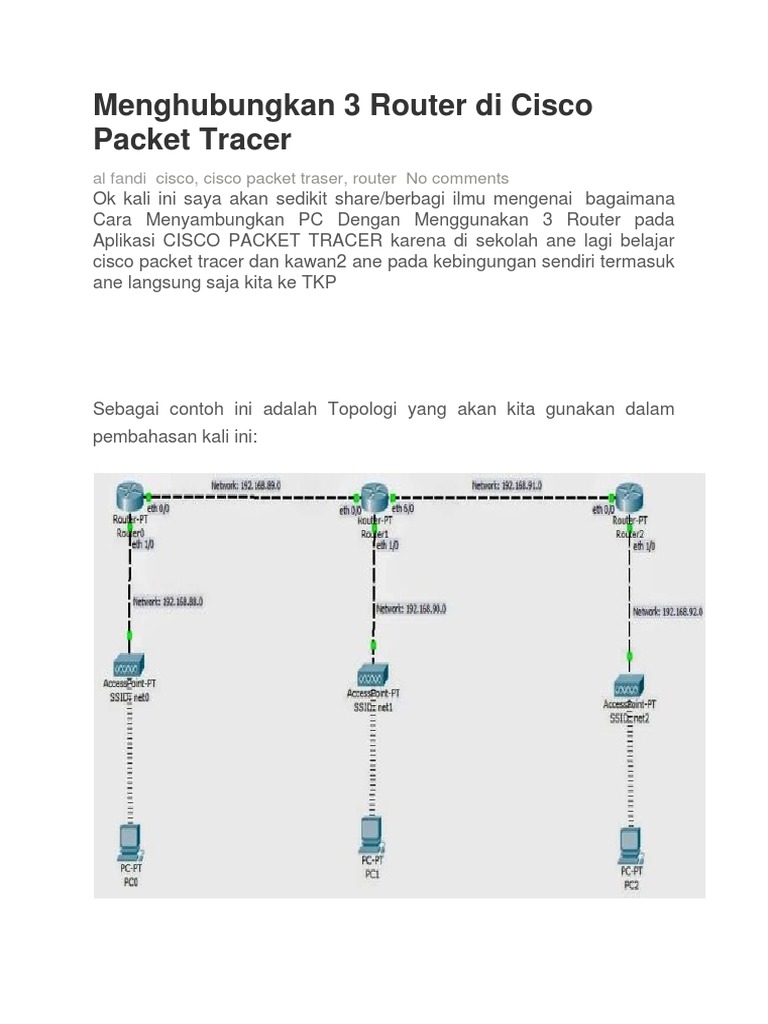 Menghubungkan 3 Router Di Cisco Packet Tracer | PDF