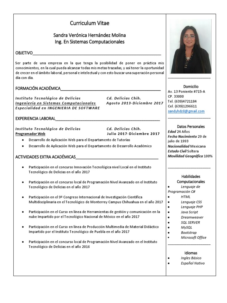 Curriculum Sandra Hernandez | PDF | Computing | Software