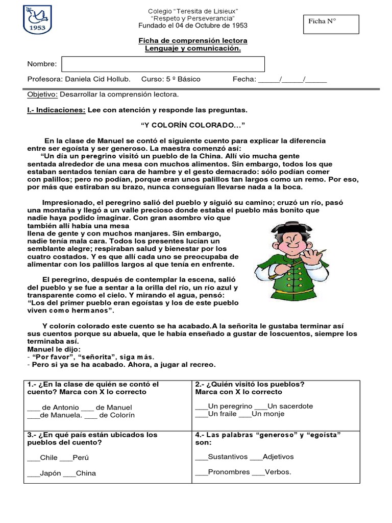 Fichas de Comprension Lectora. | PDF | Sueño | Egoismo psicologico